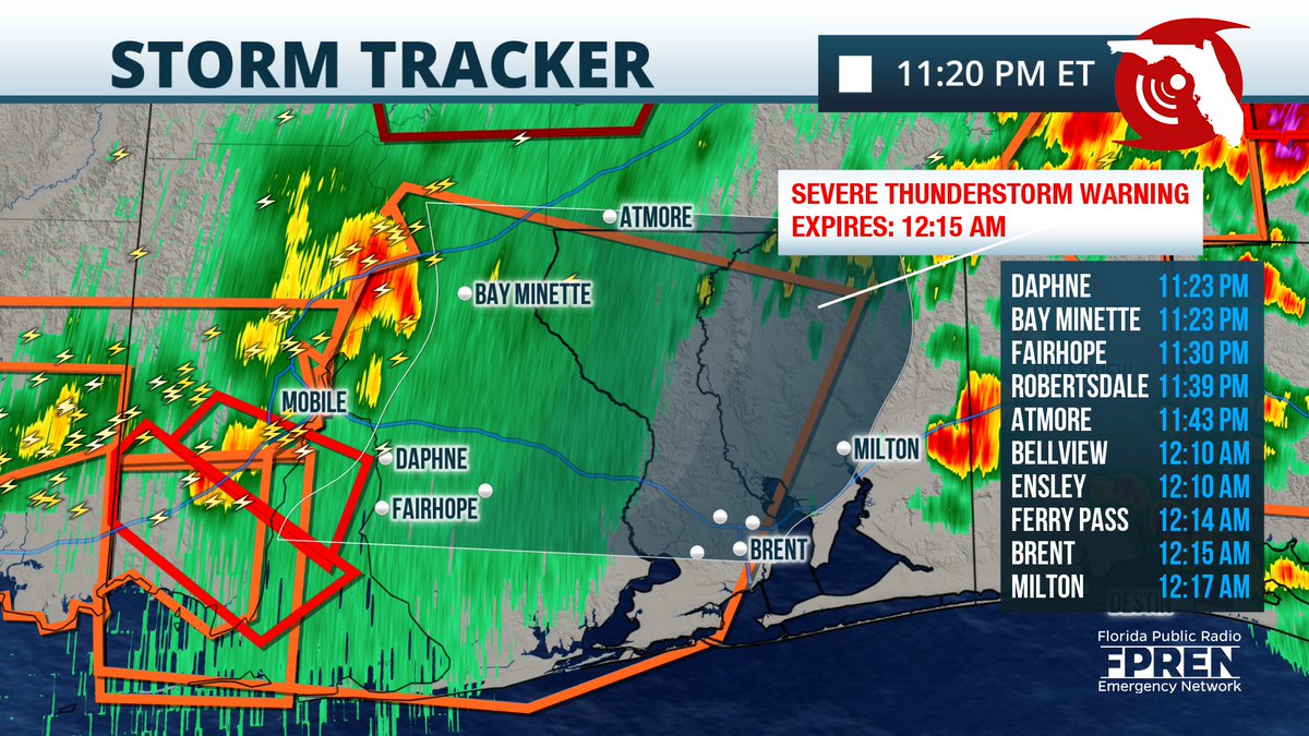 A Severe Thunderstorm warning has been issued for extreme western parts of the #Florida ...