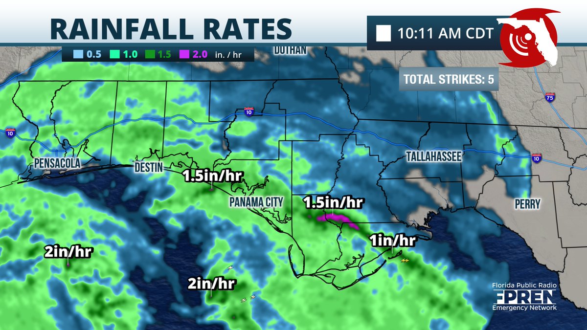 Rainfall rates over parts of the #Panhandle are between 1 and 1.5 ...