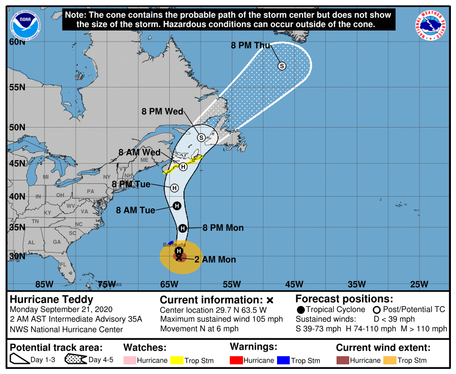 Hurricane Teddy Advisory 35A | Florida Storms