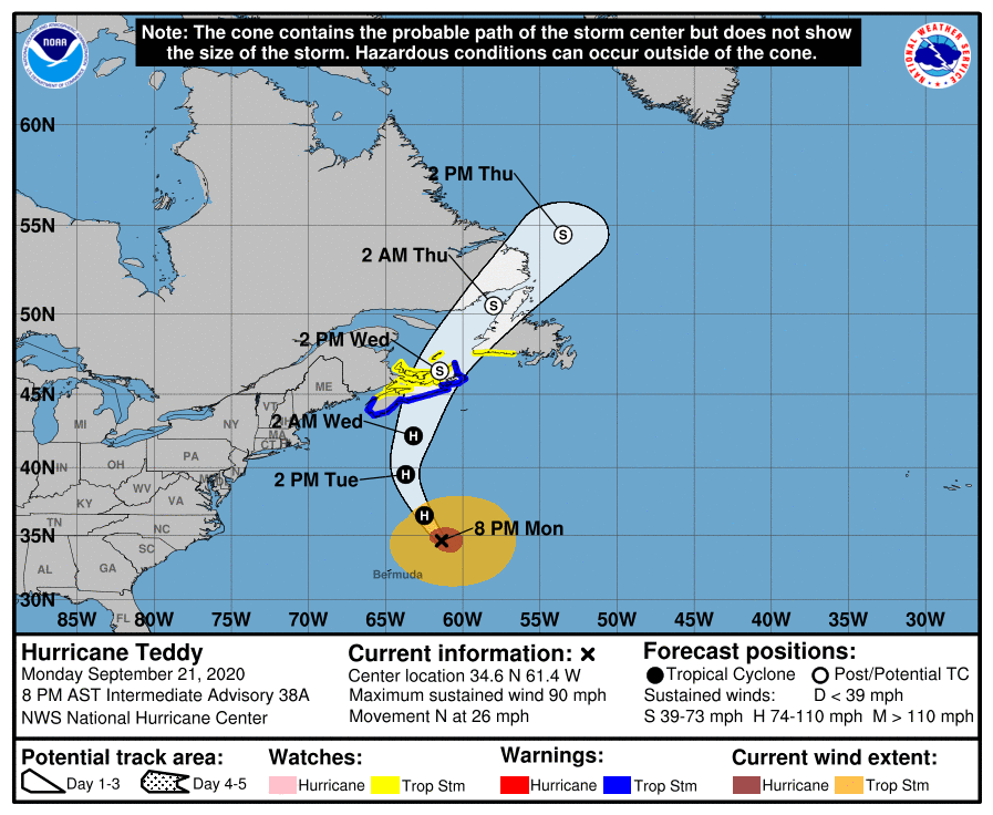 Hurricane Teddy Advisory 39 | Florida Storms