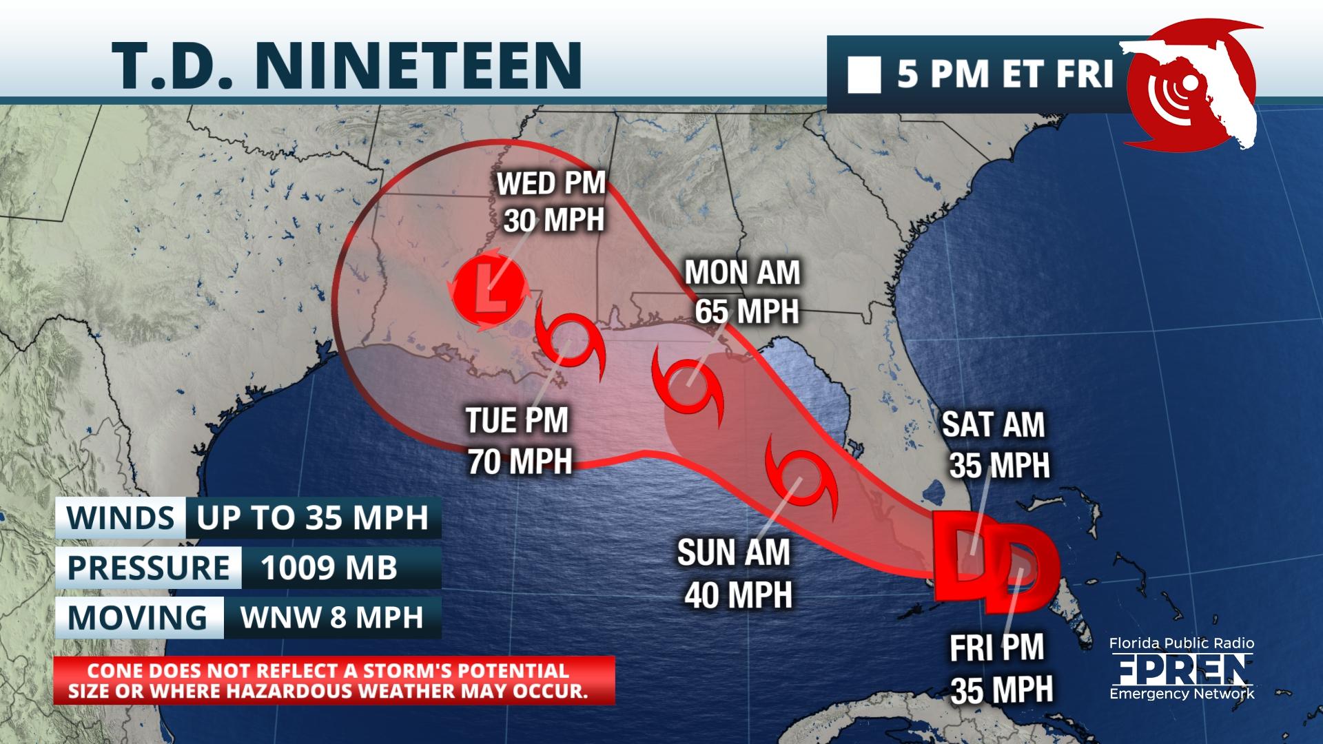 Tropical Storm Watch Issued for Parts of Florida Panhandle Ahead of Tropical Depression Nineteen ...
