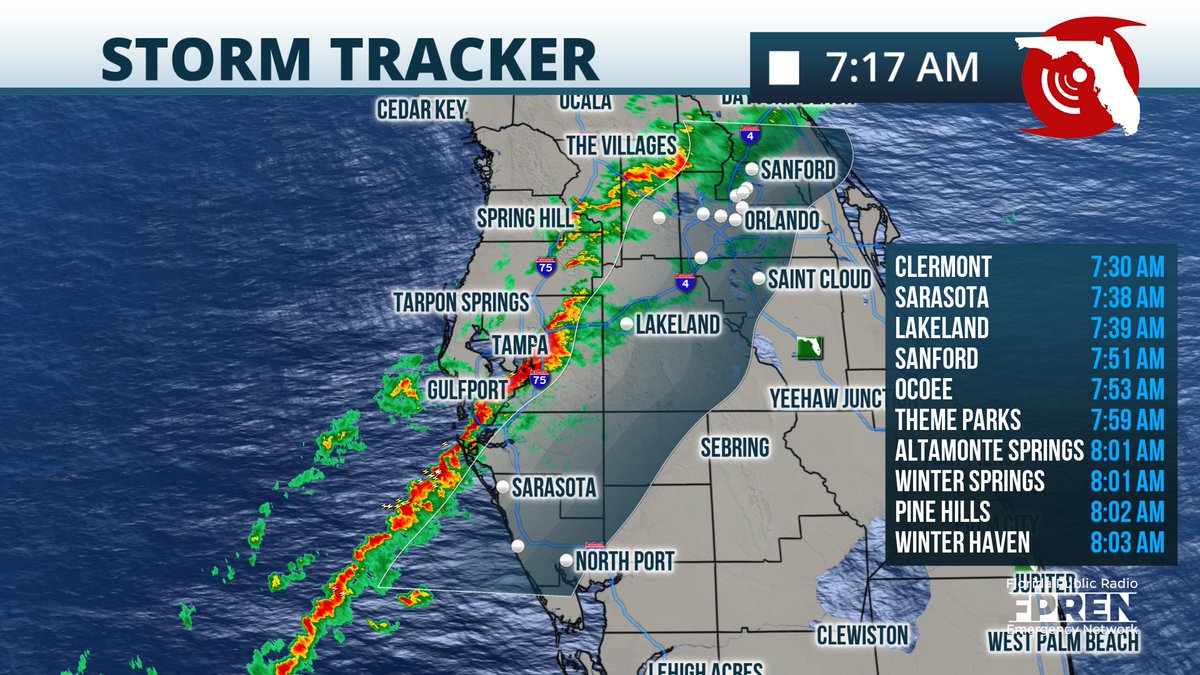 A line of gusty downpours and storms will approach the I-4 corridor ...