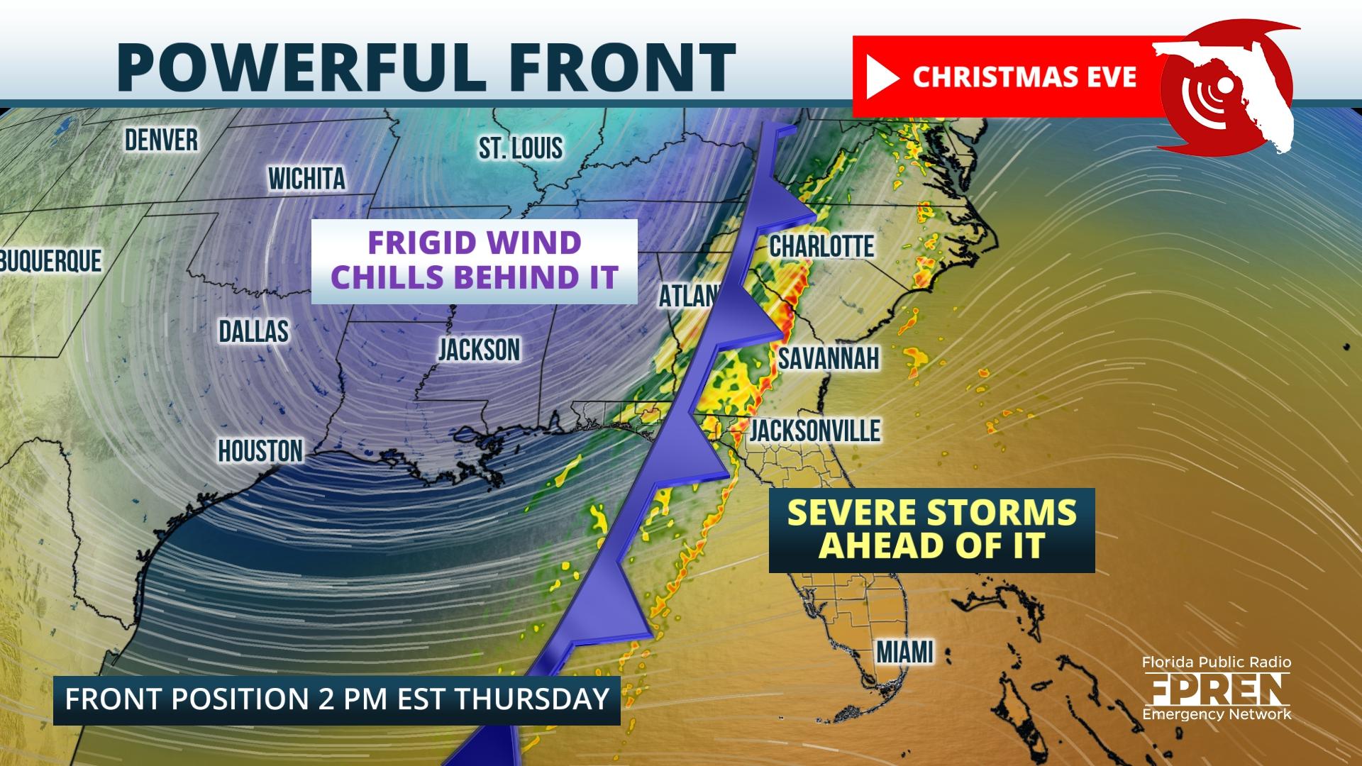 Disruptive Front to Sweep Across Florida Christmas Eve | Florida Storms