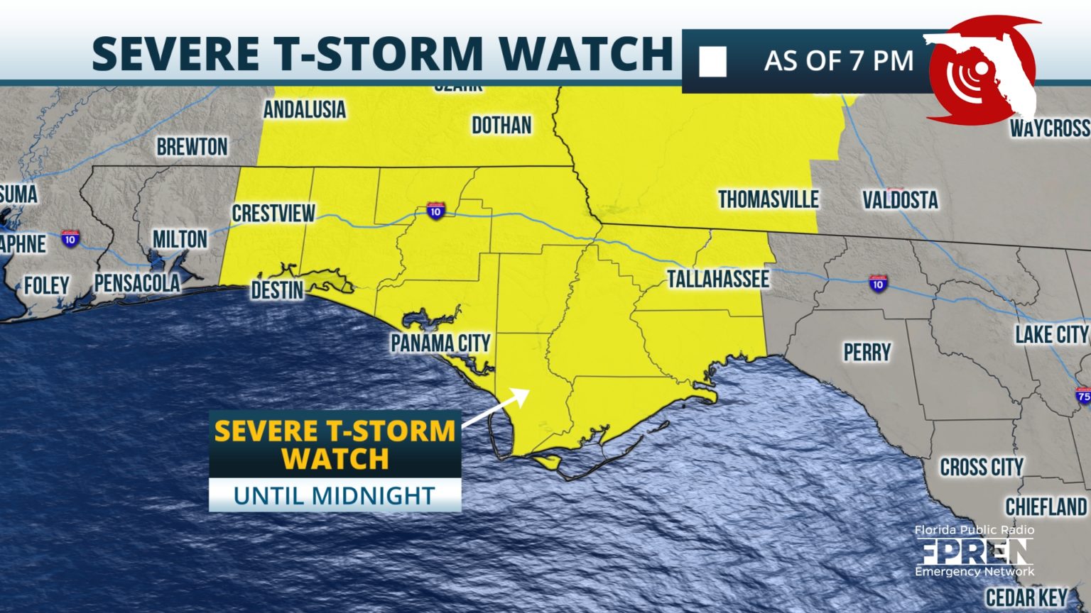 Severe Thunderstorm Watch Issued for Florida Panhandle Tuesday Evening | Florida Storms