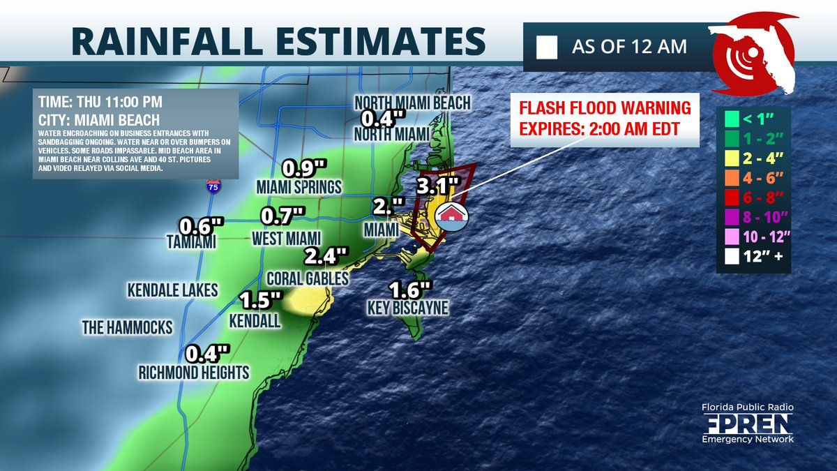 The Flash Flood Warning continues for #MiamiBeach through 2 am. Reports ...